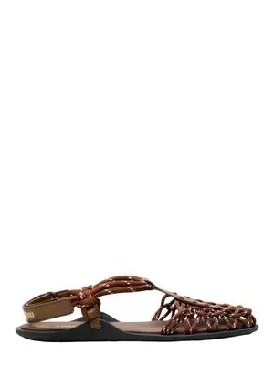 Miu Miu Rope Detail Flat Sandals - Brown