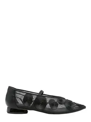 CAFÈNOIR Spiral-appliqué Ballet Flats - Black