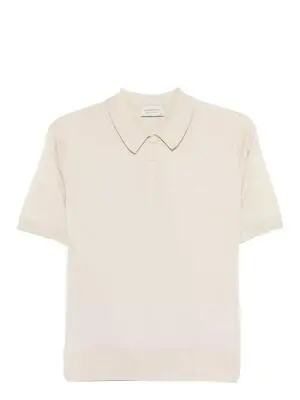 John Smedley Jill Short-sleeve Polo Top - Neutrals