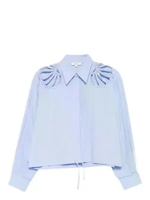 Sandro Embellished Cotton Shirt - Blue