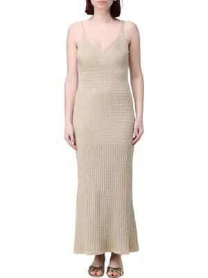 TWINSET Ribbed V-neck Maxi Dress - Sand