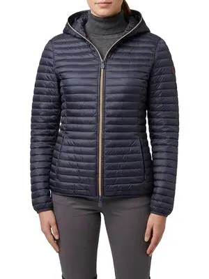 SAVE THE DUCK Alexa Hooded Quilted Down Jacket - Blue