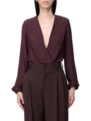 Elisabetta Franchi Draped V-neck Bodysuit - Brown