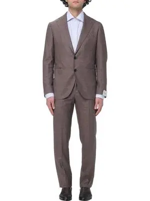 LUIGI BORRELLI Single-breasted Virgin Wool Blend Suit - Brown