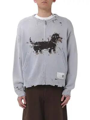 Mihara Yasuhiro Cotton Blend Graphic Knit Cardigan - Grey