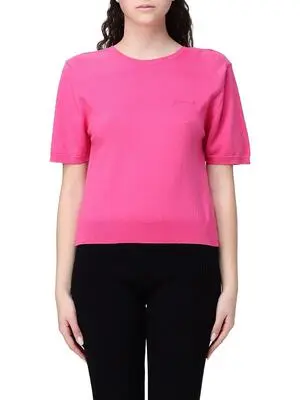 GANNI Organic Cotton Knit Jumper With Back Tie Detail - Fuchsia
