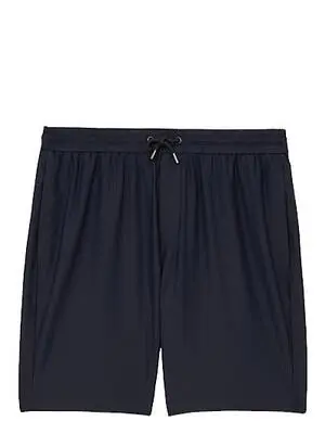 REISS Seersucker Stretch-woven Shorts - Navy