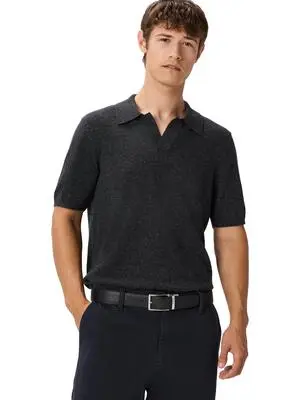 Quince Quince 100% Mongolian Cashmere Johnny Collar Polo Sweater Heather Charcoal