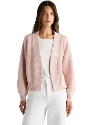 Quince Organic Cotton Waffle Stitch Open Cardigan - Shell Pink