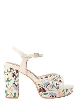 Kurt Geiger Fairy Embroidered Heeled Mesh Sandals - White/oth