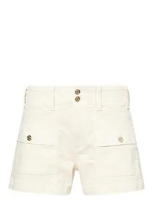 Paige Olivia High-rise Cargo Denim Shorts - Quartz Sand