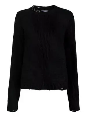 PATRIZIA PEPE Eyelet-Embellished Distressed Jumper