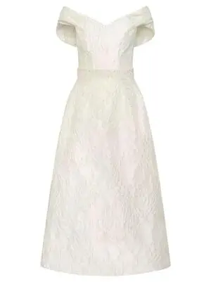 Rebecca Vallance Winslet Off-shoulder Midi Dress - Neutrals