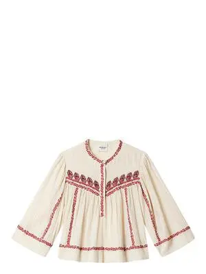 MARANT ETOILE Juline Embroidered Top - Beige/red