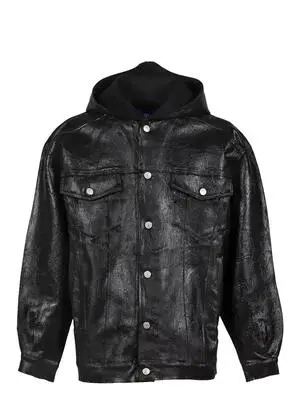MARKING DISTANCE Hooded Button Jacket - Black