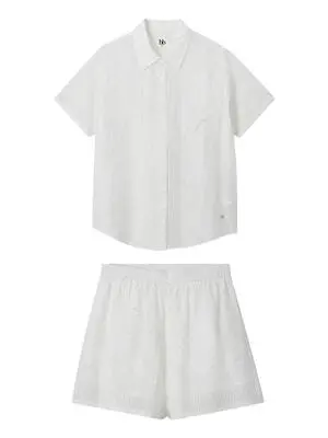 B+AB Striped Shirt And Shorts Set - White