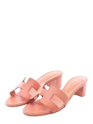 Hermès Hermès Leather Heeled Sandals Pink