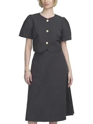 ELLE COLLECTION Shirred Sleeve Top - Black