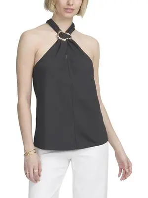 ELLE COLLECTION Halter Hardware Top - Black