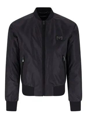 Dolce & Gabbana Bomber Jacket With Logo - Black