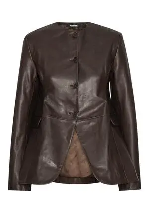 ROTATE BY BIRGER CHRISTENSEN Flared Leather Jacket - Mole