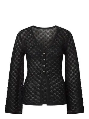 MALINA Ayla Pointelle Knitted Cardigan - Black