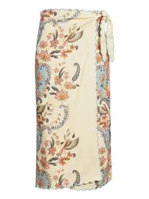 FARMRIO Farm Rio Boho Midi Skirt - Light Yellow