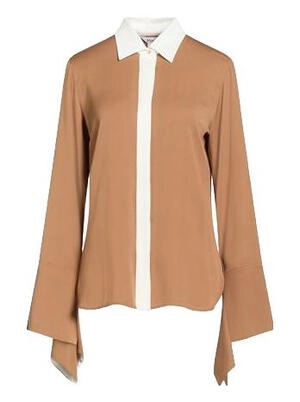 Max Mara Woman Shirt Camel Size 8 Silk Camel