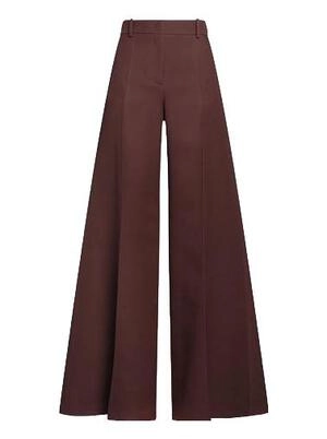 Valentino Garavani Valentino Garavani Flared Virgin Wool Silk Crepe Pants Brown