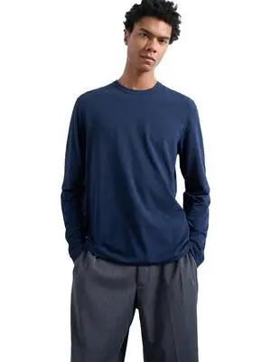 Topman Relaxed Long Sleeve T-shirt - Navy