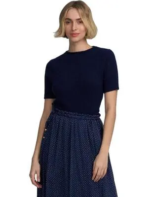 ELLE COLLECTION Moss Yarn Shell - Navy