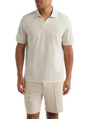 Bugatchi Textured Stripe Johnny Collar Polo - Limestone