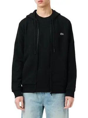 Lacoste Cotton Fleece Zip Hoodie - Black