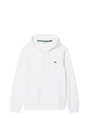 Lacoste Cotton Fleece Zip Hoodie - White