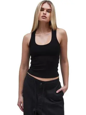 THIRTY YEARS Demi Ribbed Tank - Black