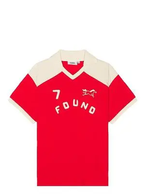 FOUND Goji Collar Print Jersey - Red