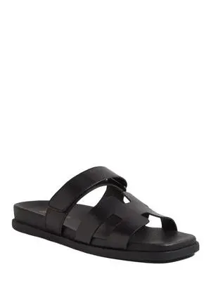 DJANGO AND JULIETTE Flat Leather Sandal Slide - Black Leather