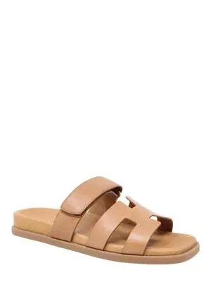 DJANGO AND JULIETTE Flat Leather Sandal Slide - Tan Leather