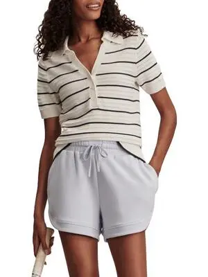 VARLEY Wren Stripe Pointelle Polo Sweater