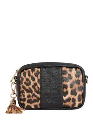 POM POM LONDON City Mini Crossbody Bag - Black Leopard