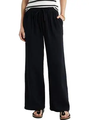 Caslon Wide Leg Gauze Pants - Black