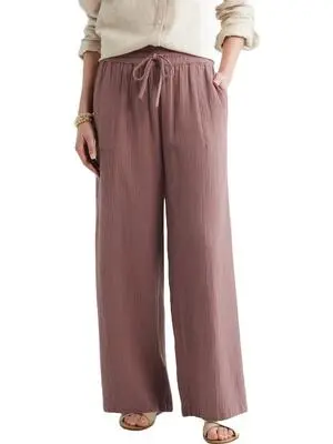Caslon Wide Leg Gauze Pants - Purple Taupe