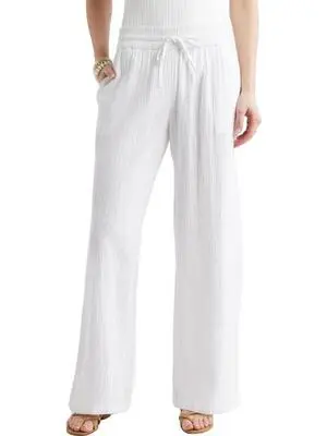 Caslon Wide Leg Gauze Pants - White