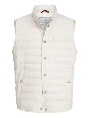 Brunello Cucinelli Bonded Taffeta Down Gilet Beige