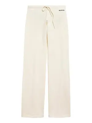 Balenciaga Cotton Logo Wide-leg Sweatpants - White