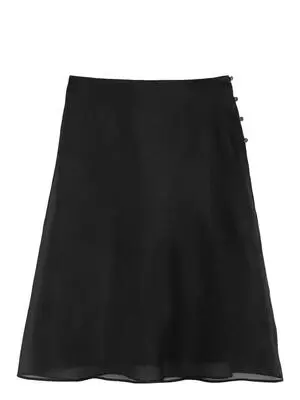 AMI Paris Silk Organza Midi Trapeze Skirt - Black