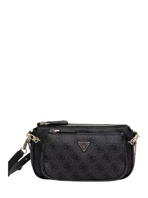 Guess Noelle Zip Monogram Crossbody Bag - Black