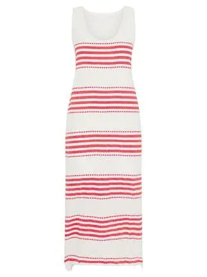 LEMLEM Lilian Striped Cotton-blend Gauze Midi Dress - Red