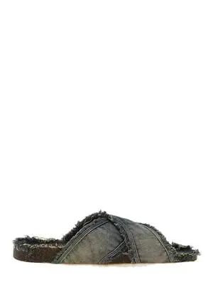 DIESEL® D-woodstock Frayed Denim Sandals - Blue