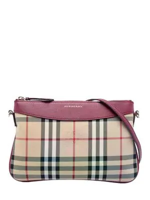 Burberry Haymarket Check Peyton Crossbody Bag Red
